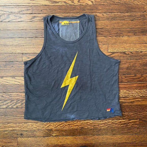 Aviator Nation | Tops | Lightning Bolt Grey Muscle Tank | Poshmark